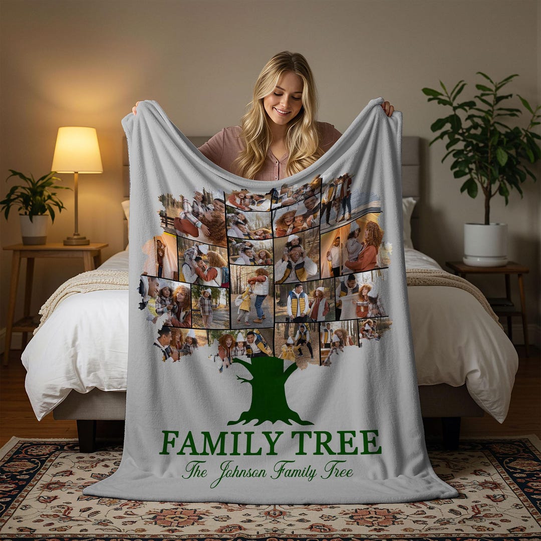 Custom Family Tree Photo Blanket - Personalized Throw With Name,custom ...