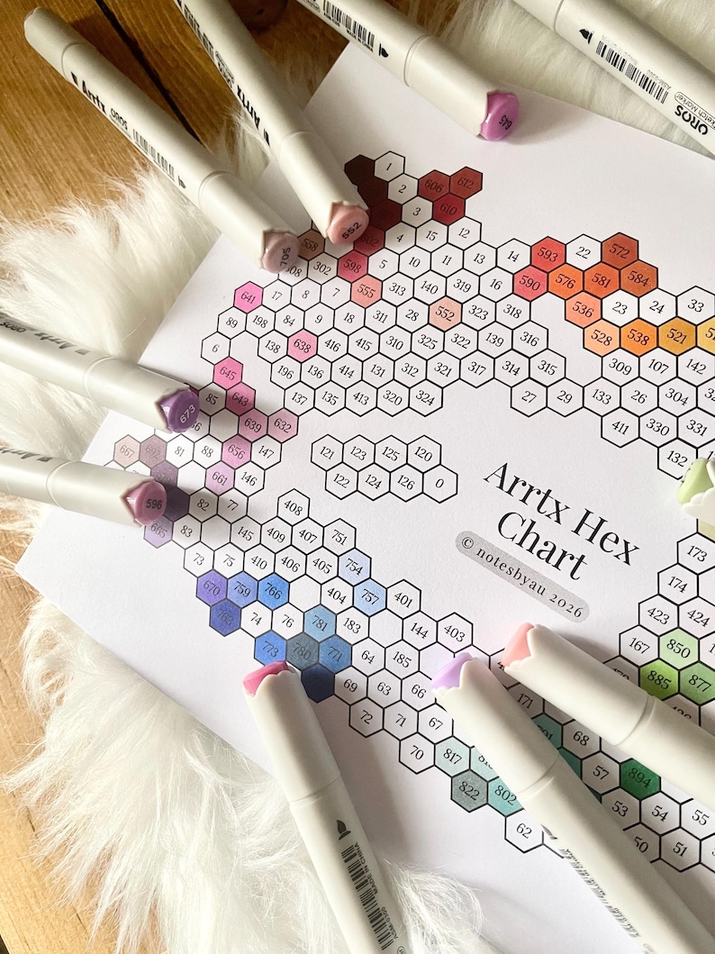 Arrtx Hex Chart (160/90/80/66/48) - Etsy