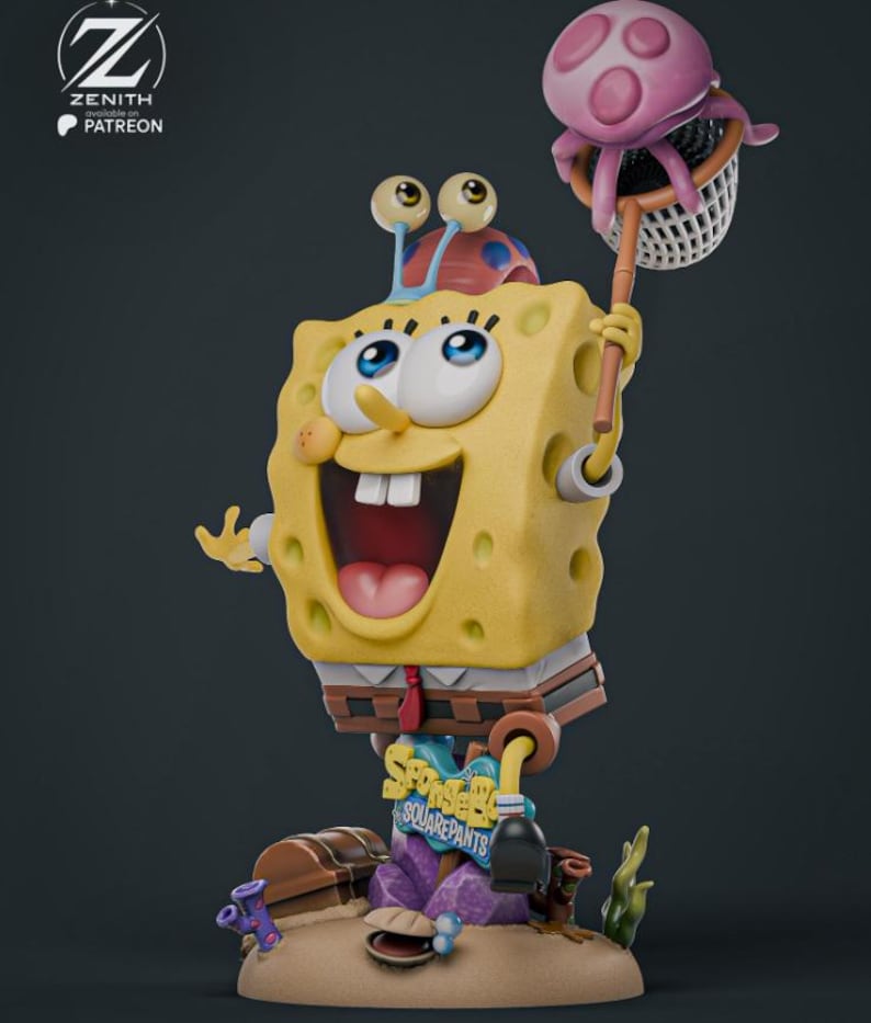 Spongebob Squarepants Figure – Hand Painted Resin Cartoon Statue 16k - Etsy