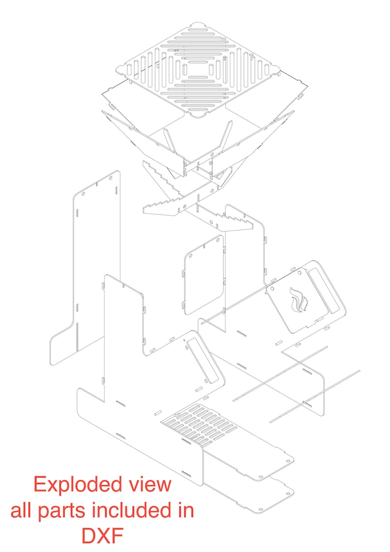 Rocket Stove DXF File – Laser & Plasma Cutting Plan – DIY Outdoor Wood ...
