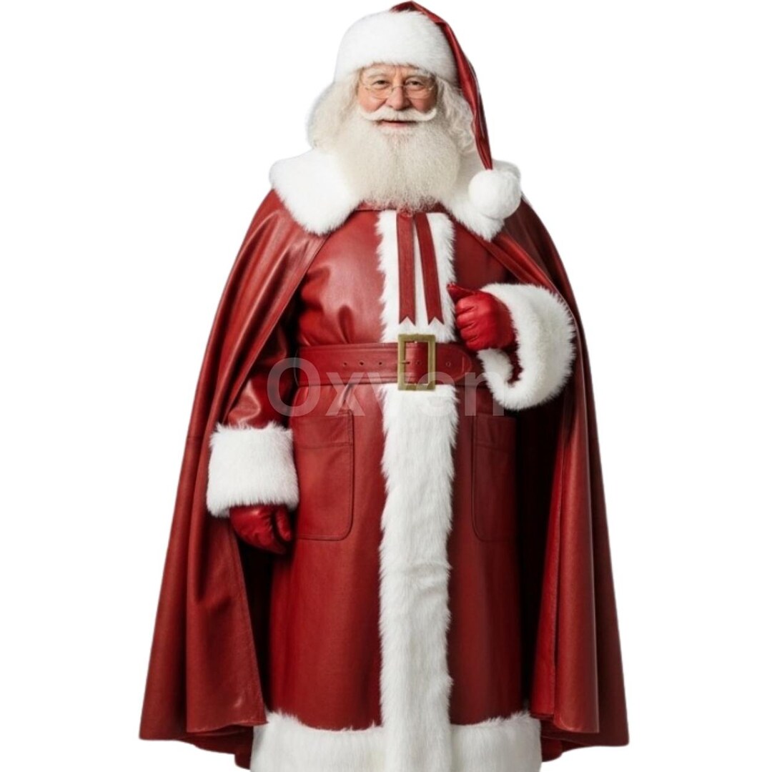 Genuine Leather Santa Claus Costume Set: Coat, Cloak & Hat - Etsy