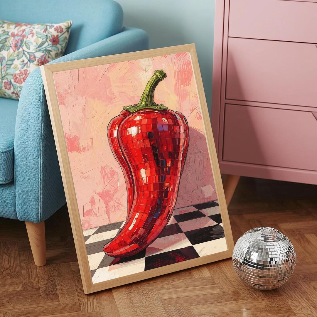 Chili Pepper Print : Funky Retro Kitchen Wall Art for Modern Home Decor ...