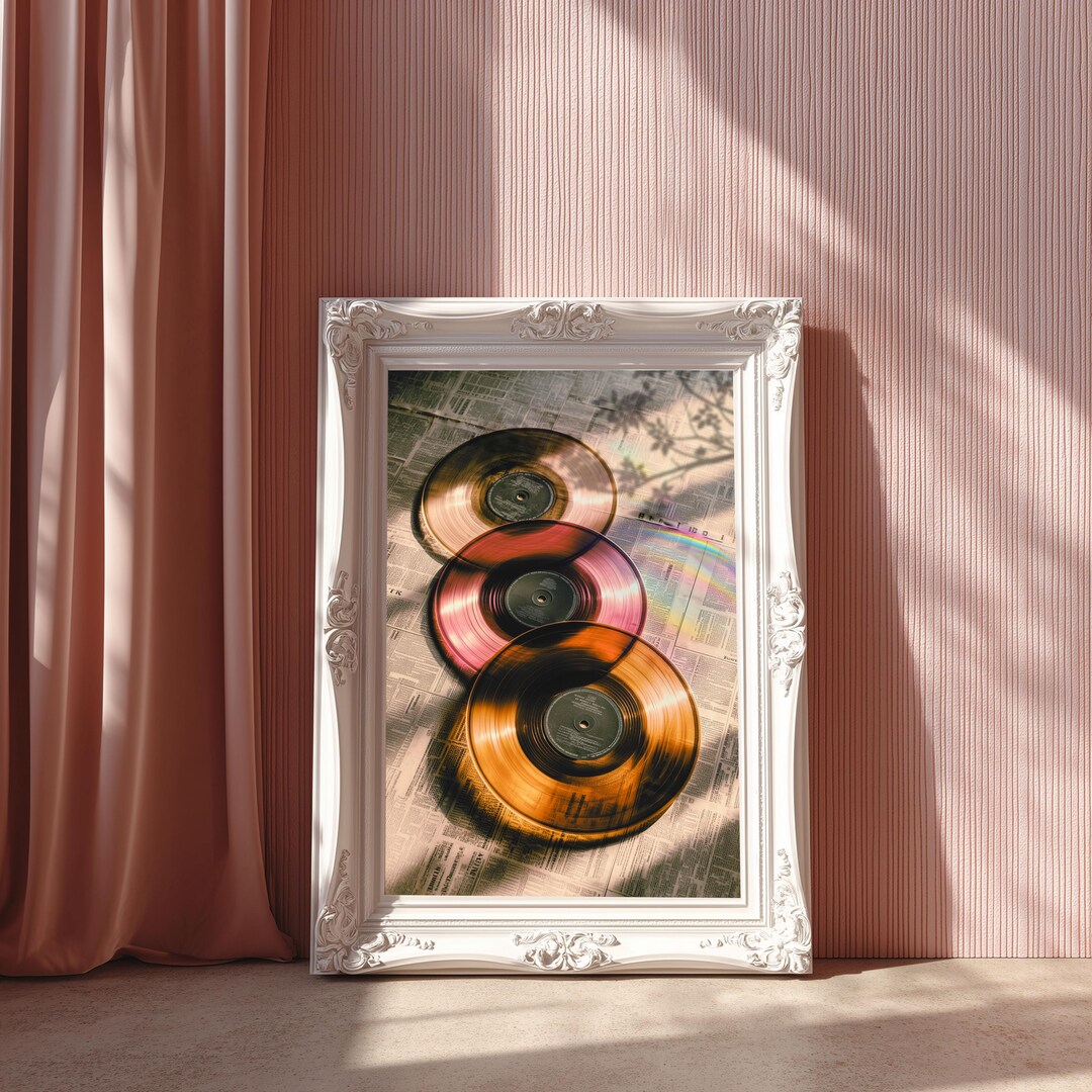 Newspaper Vinyl Record Poster: Colorful Music Poster, Vintage Wall Art ...