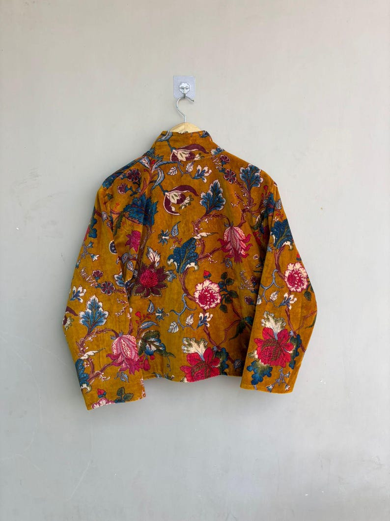 Buy Luxury Velvet Boho Bomber Jacket, Floral Print Velvet Jacket ...