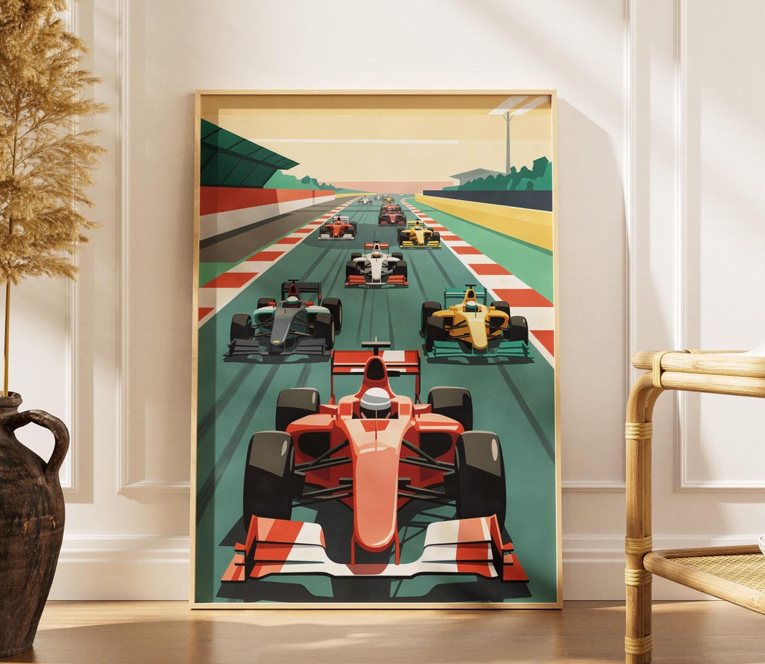 Race Car Poster, Formula Racing Art Print, Retro-inspired Track ...
