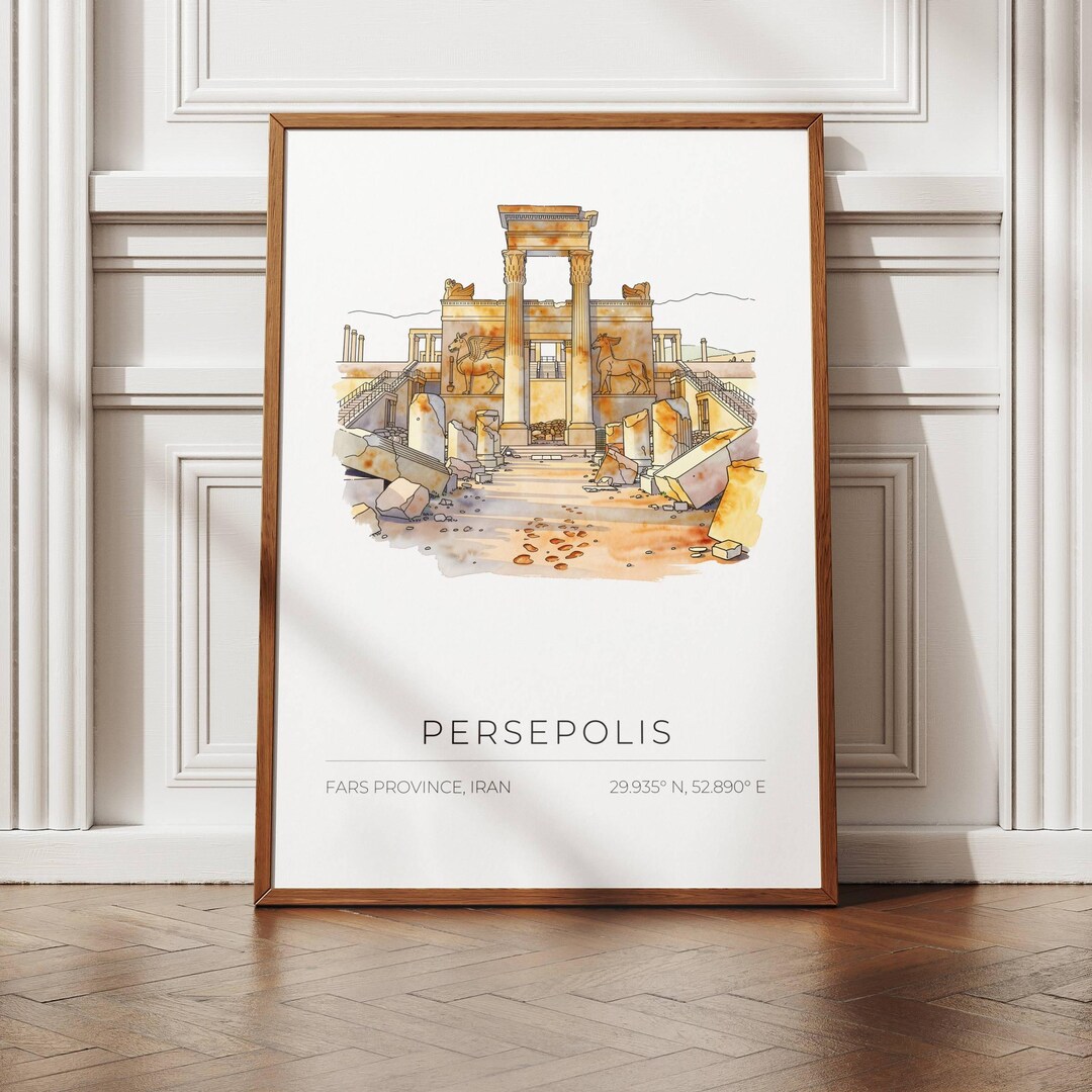 Persepolis Poster, Iran Travel Print, Architectural Watercolor ...