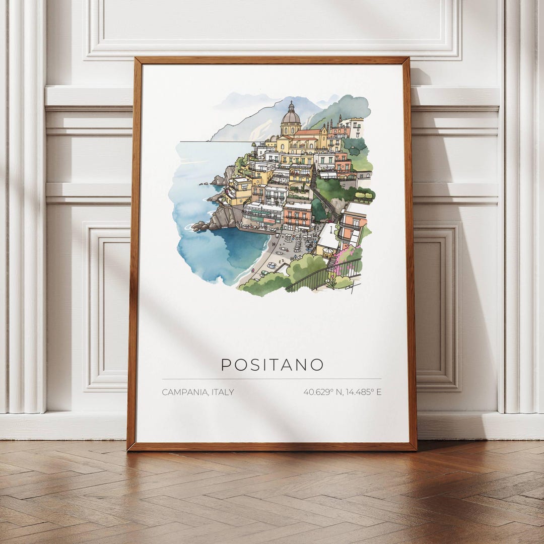 Art Print Positano, Contemporary, Pastel, Mediterranean, UNFRAMED - Etsy
