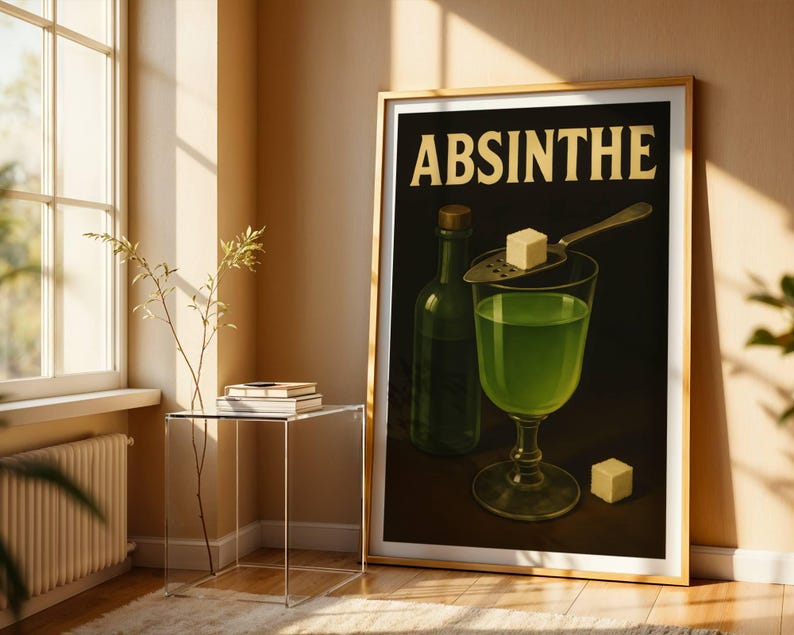 Poster Absinthe - Art Nouveau Vintage Print, Green Cocktail, Moody Bar ...