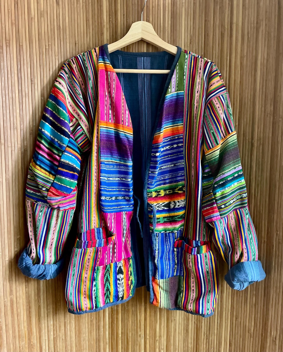 Vintage Hand-loomed Guatemalan Jacket: Reversible Lurex Thread ...