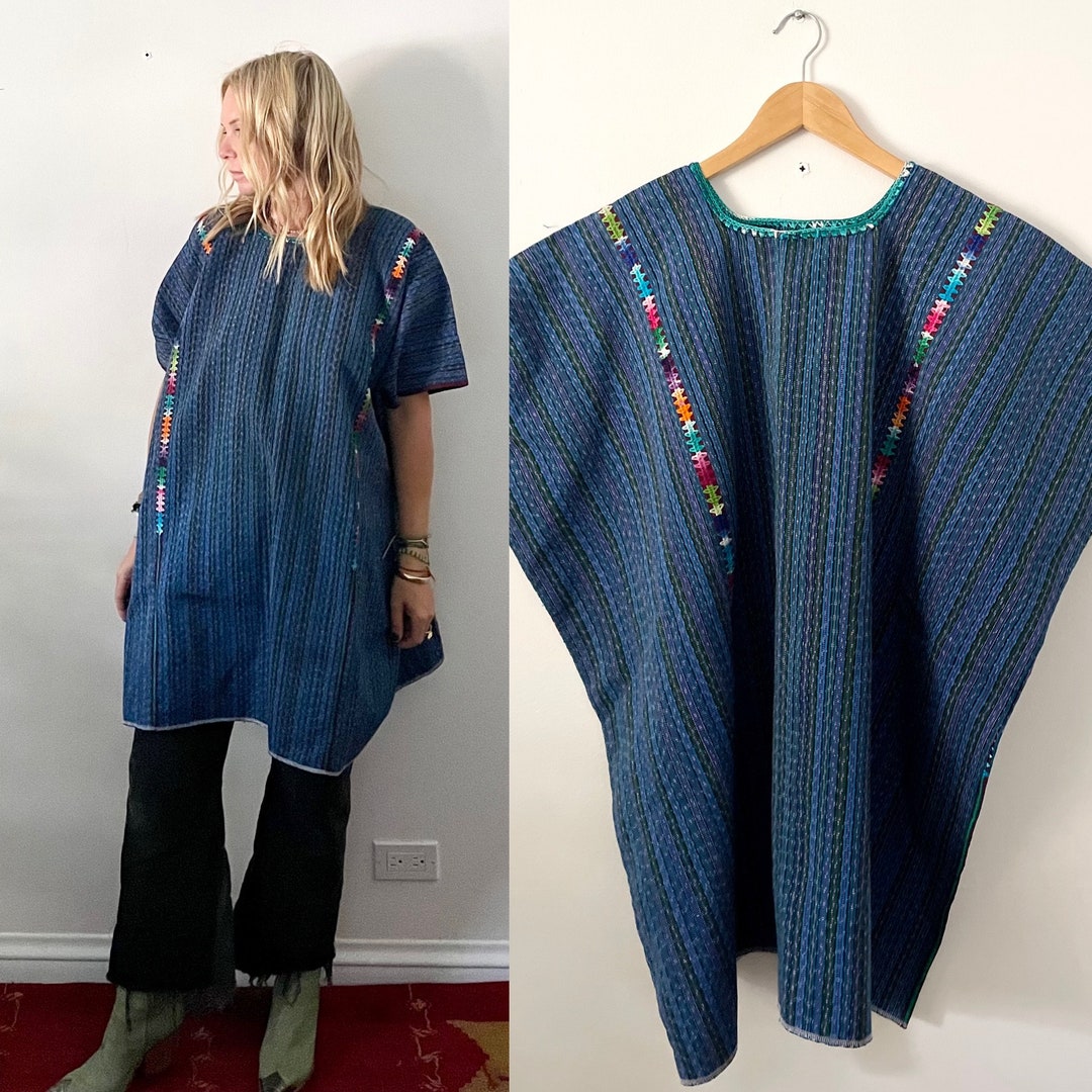 Vintage Guatemalan Indigo Ikat Huipil Top Embroidered Ethnic - Etsy