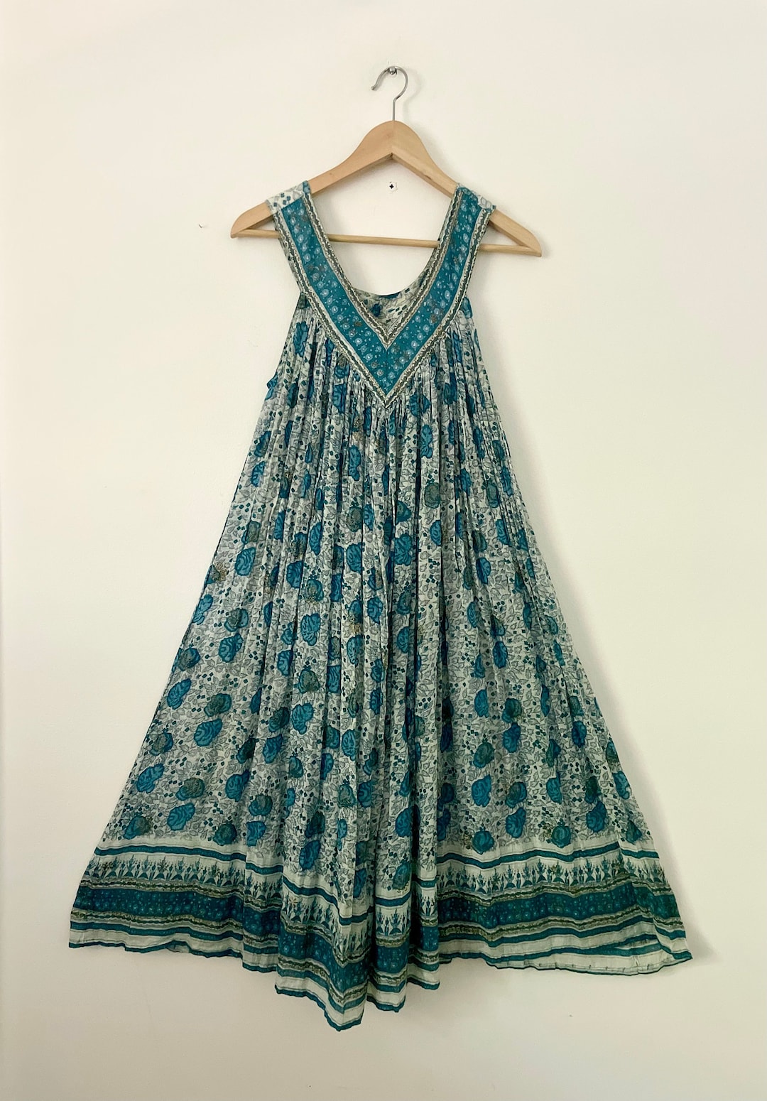 Vintage Indian Cotton Gauze Lurex Midid , Short Sleeve Indian Gauze ...