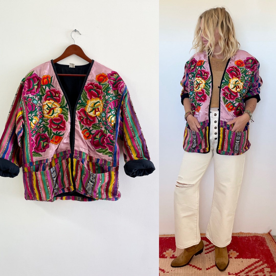 Vintage Ethnic Guatemalan Jacket , Huipil Embroidered Coat , Ethnic ...