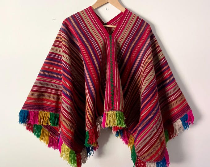 Antique Peruvian Ceremonial Poncho , Ethnic Textile Poncho , Hand ...