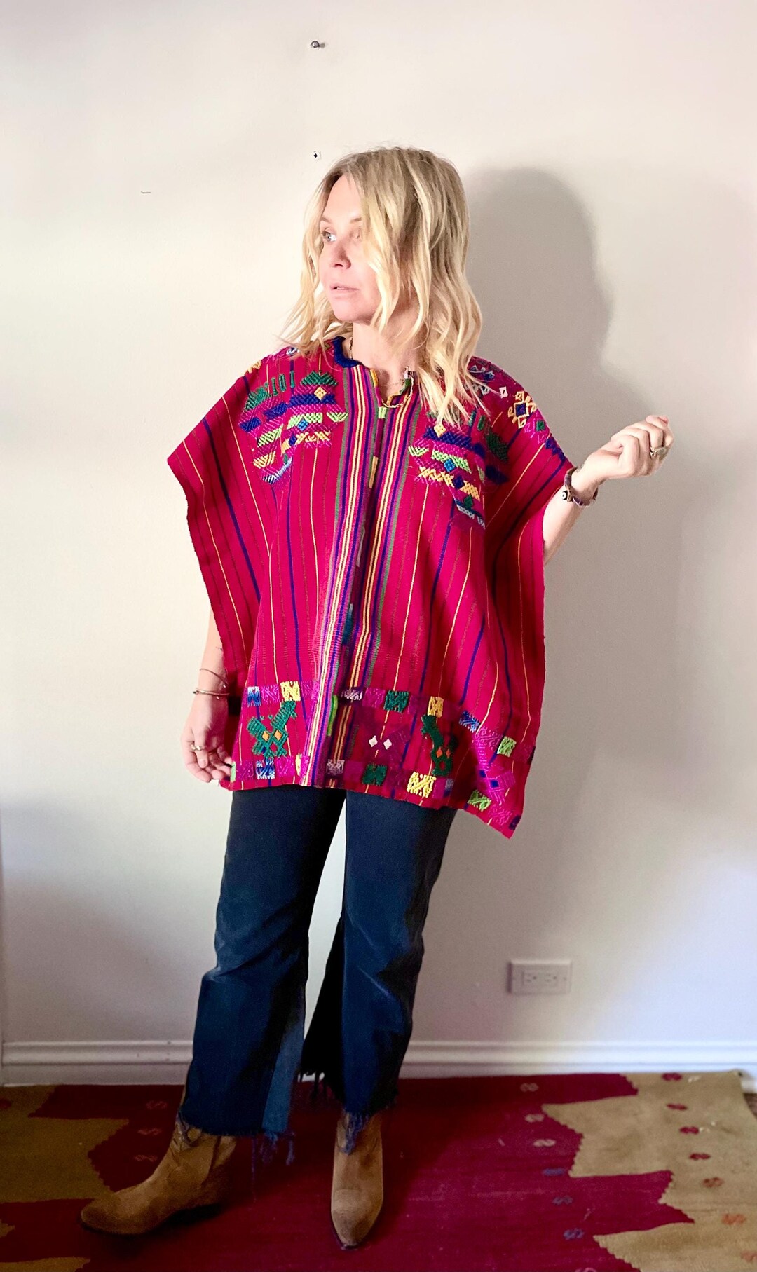 Vintage Huipil Top, Ethnic Embroidered Poncho , Guatemalan Huipil Poncho - Etsy