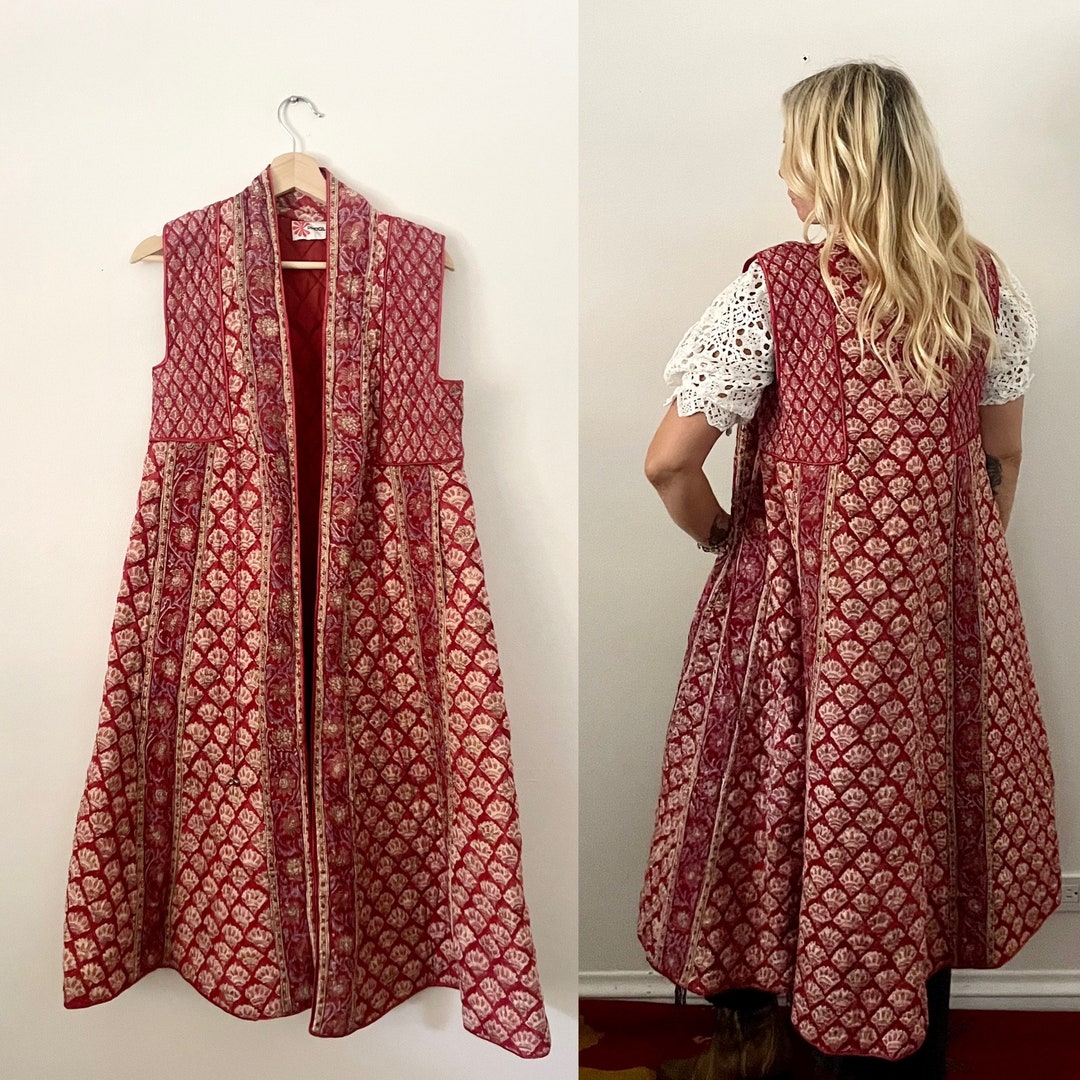 Vintage PHOOL Quilted Maxi Vest Phool Block Print Quilted - Etsy
