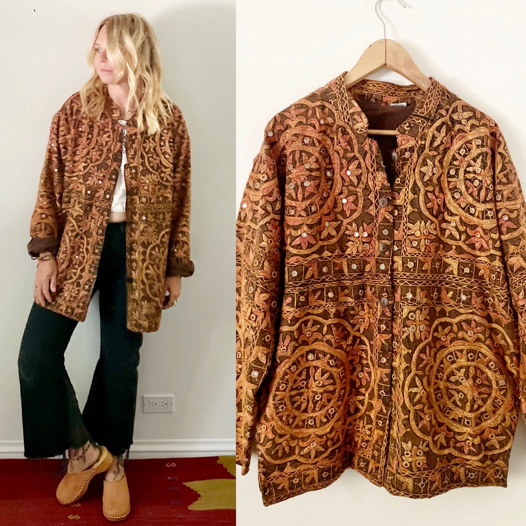 Vintage Indian Embroidered Mirrored Jack, Mirrored India Jacket ...
