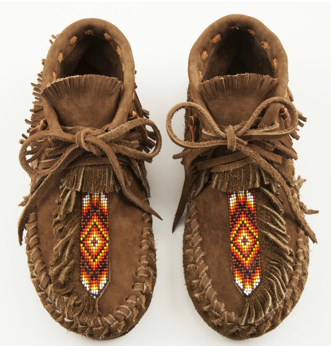 Handmade Leather Beaded Moccasins , Leather Moccasin , Ethnic Moccasin ...
