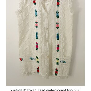 Vintage Hand Embroidered Mexican Sleeves Top , Mexican Tunic Top ...