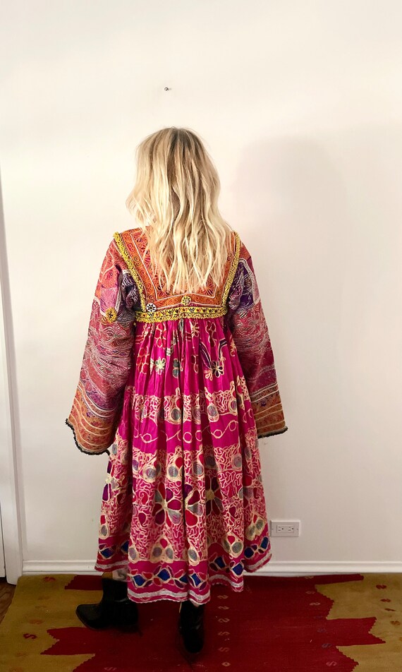 Vintage Kuchi Tribal Dress , Embroidered Beaded Silk … - Gem