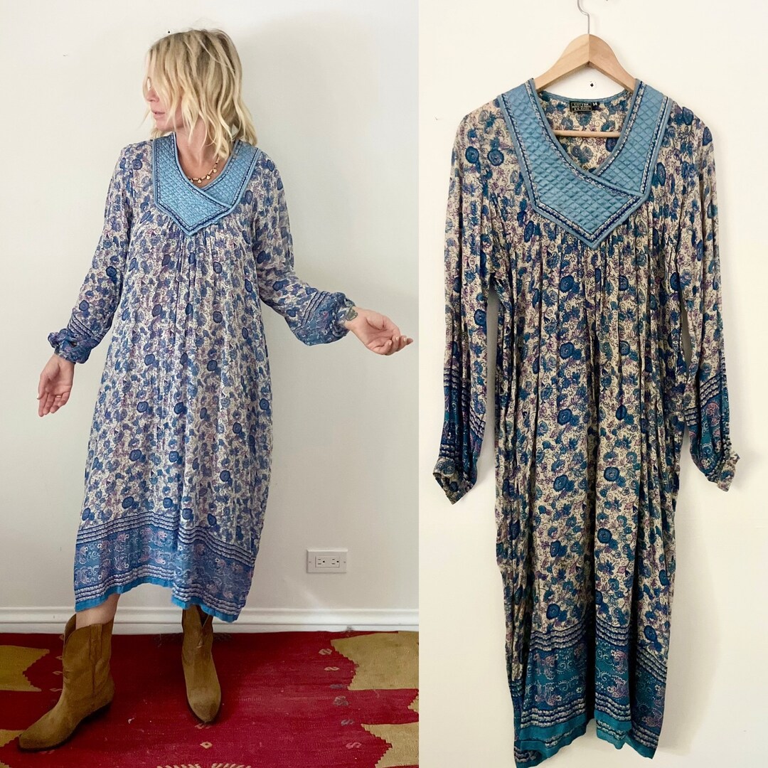 Vintage India Cotton Gauze Dress , Indian Cotton Kaftan , Lurex Gauze ...
