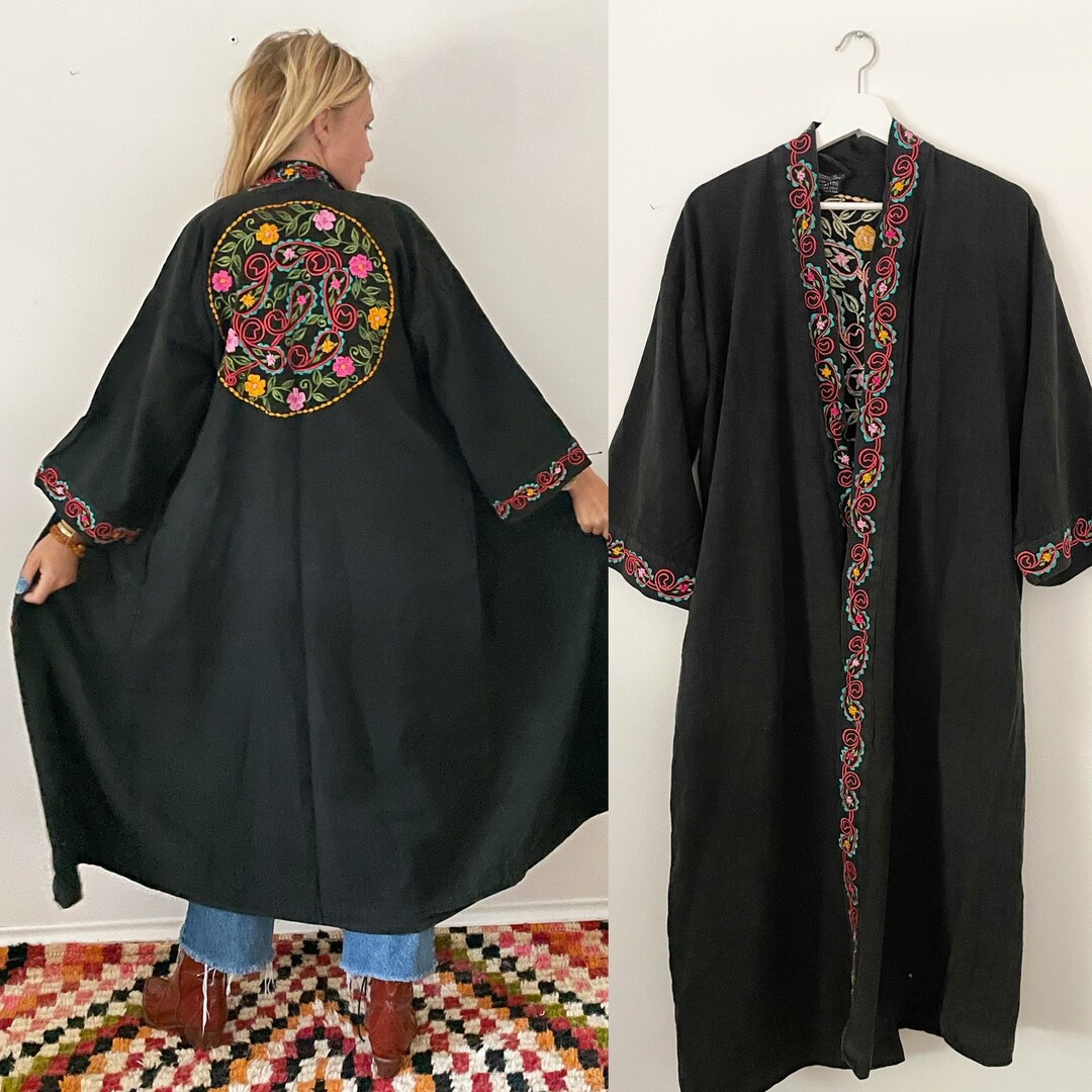 Vintage Embroidered Ramona Rull Duster , Pakistani Cotton Maxi Duster - Etsy