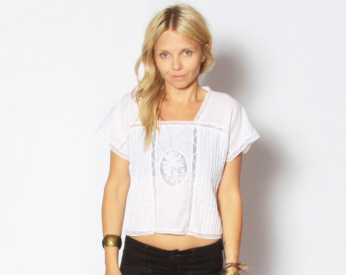 Vintage Laced White Boxy Top - Etsy