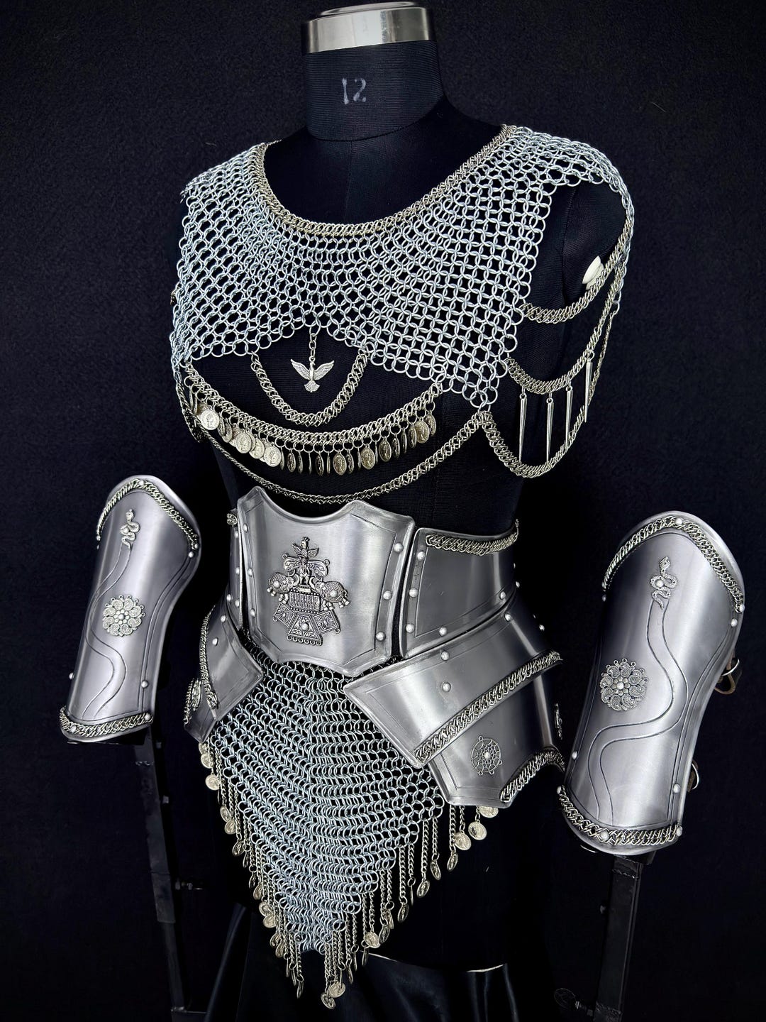 Medieval Steel Female Armor Set – Chainmail Skirt & Jewelry Harness ...