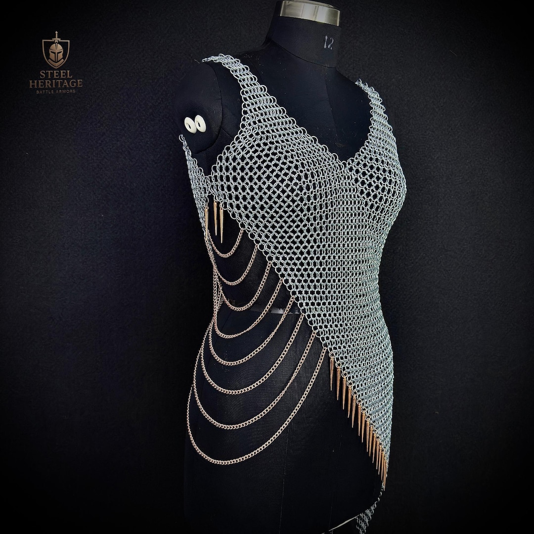 Handmade Chainmail Dress With Statement Necklace, Medieval Inspired ...