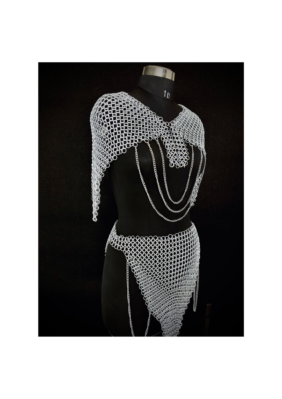 Medieval Chainmail Top, Skirt Set – Steel Ring Armor for Cosplay, LARP ...