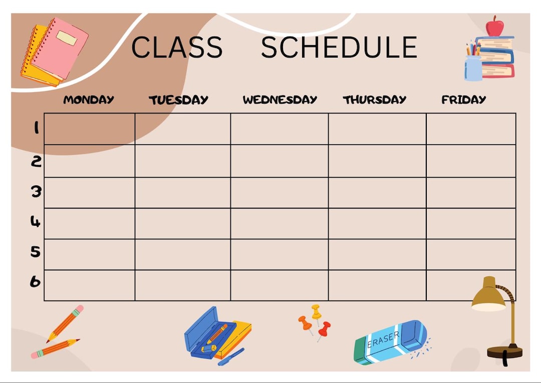 Editable Weekly Class Schedule – School Planner (PNG Digital Download ...