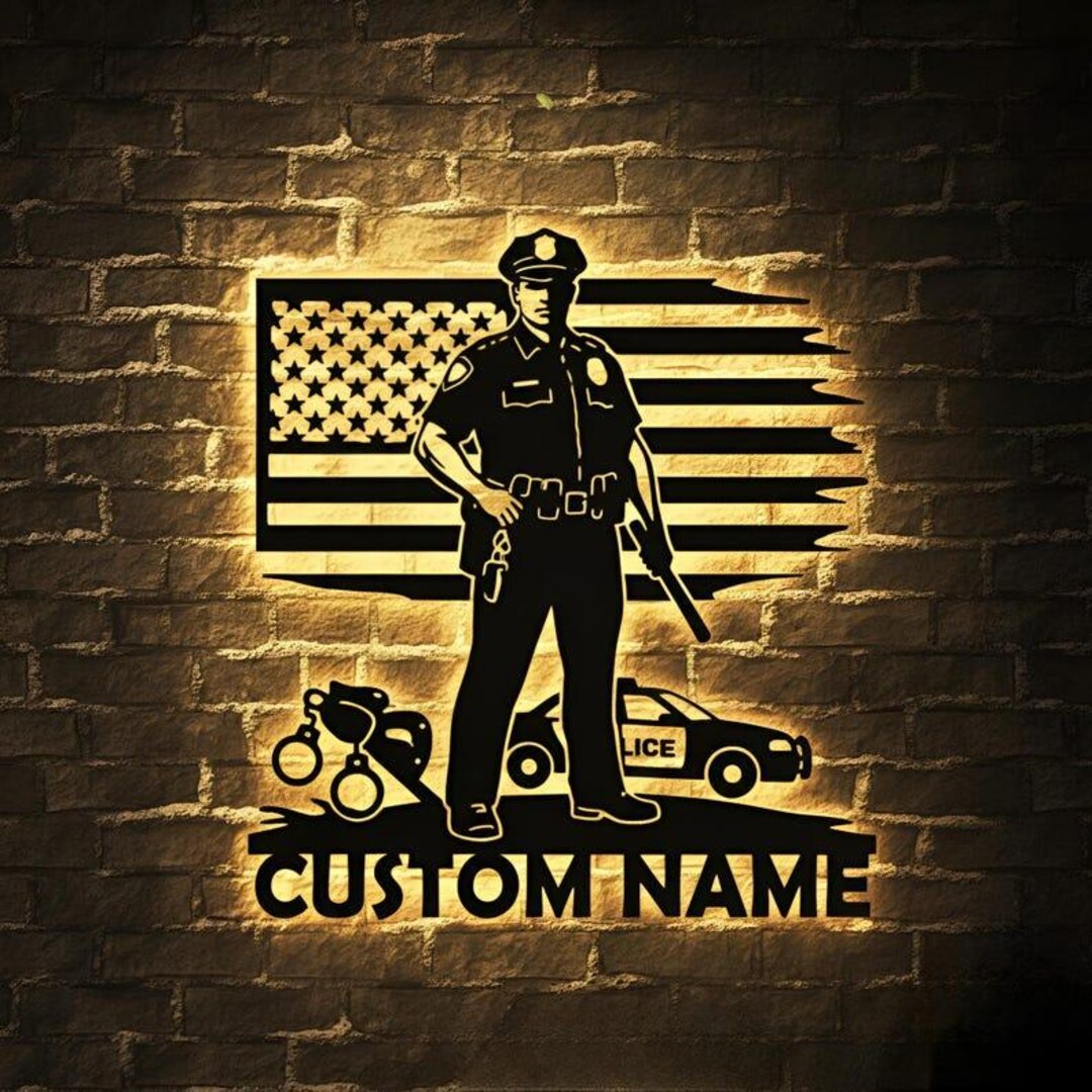Personalized Police Officer Metal Sign, Custom Name Wall Decor, Law ...