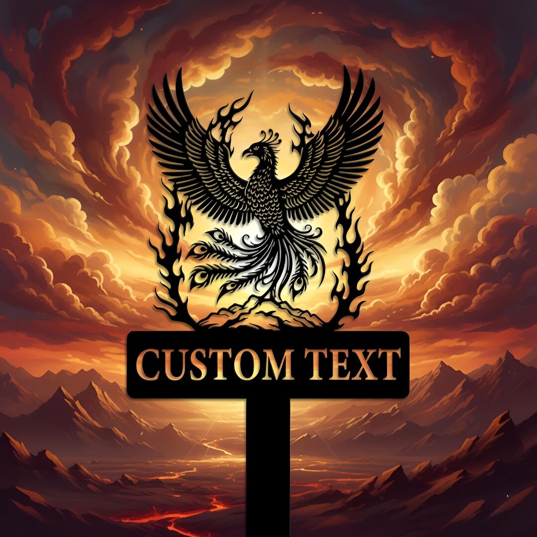Custom Phoenix Metal Wall Art Sign Personalized Text Fire Bird Decor ...