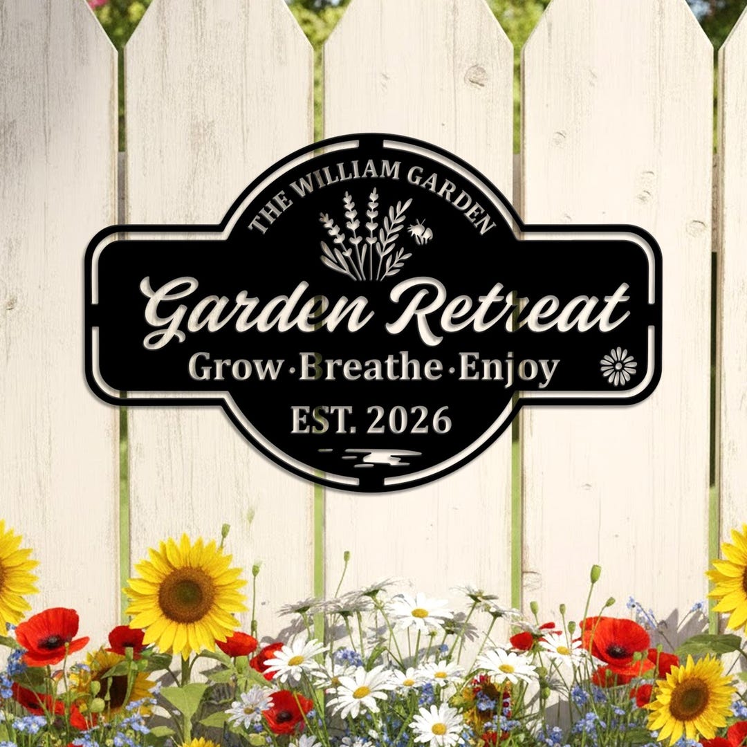 Personalized Garden Retreat Metal Sign Custom Name Outdoor Garden Decor ...