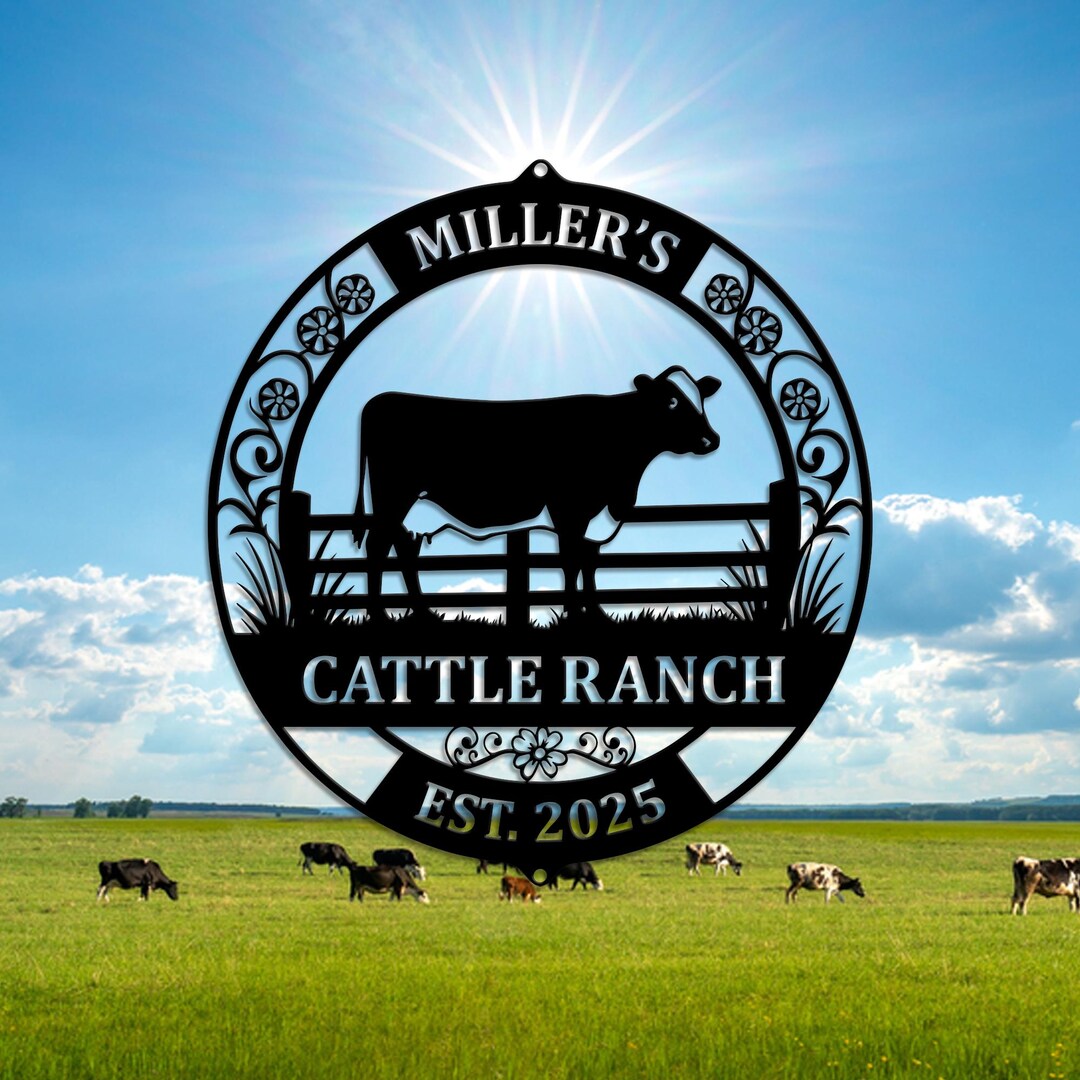 Personalized Cattle Ranch Metal Sign, Custom Farm Wall Art, Western ...