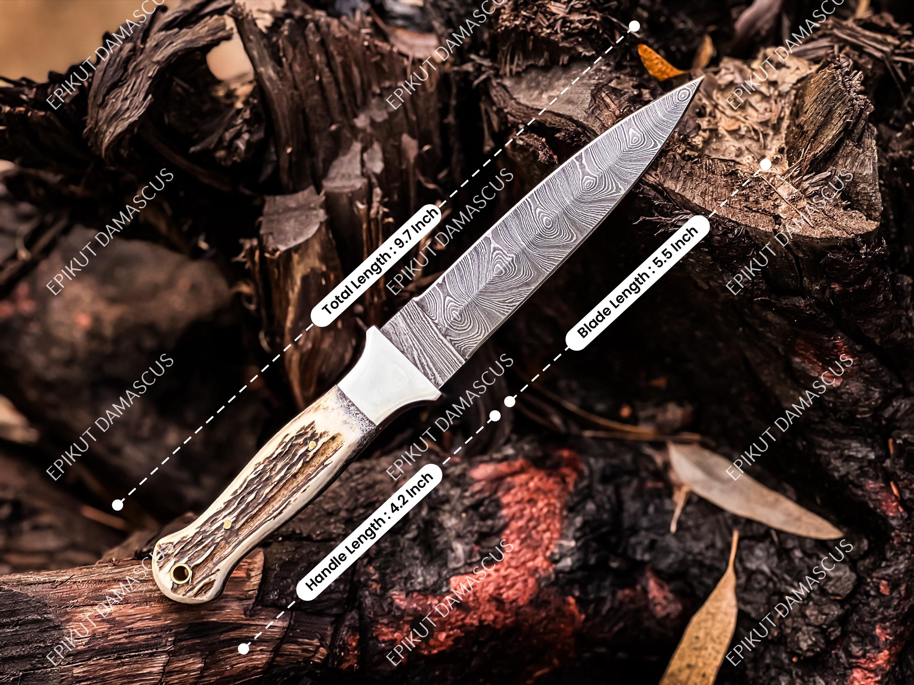 Handmade Double Edged Boot Knife , Damascus Best Hunting Knife ...