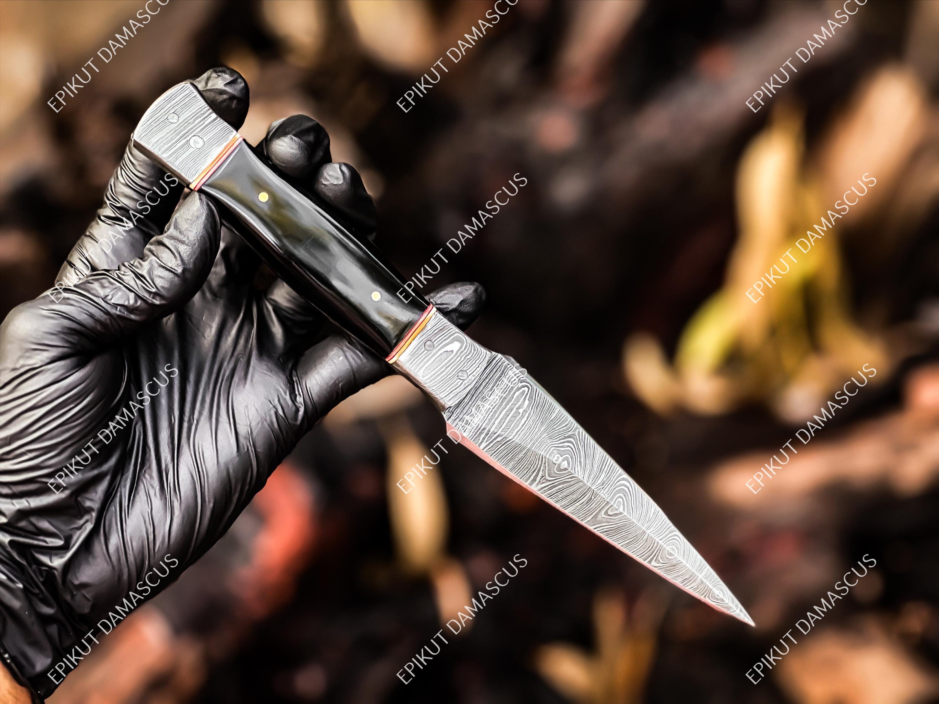 Handmade Double Edged Boot Knife , Damascus Best Hunting Knife ...