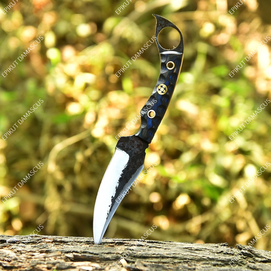 Handmade Fixed Blade Karambit Ring Knife – Full Tang EDC Utility Knife ...