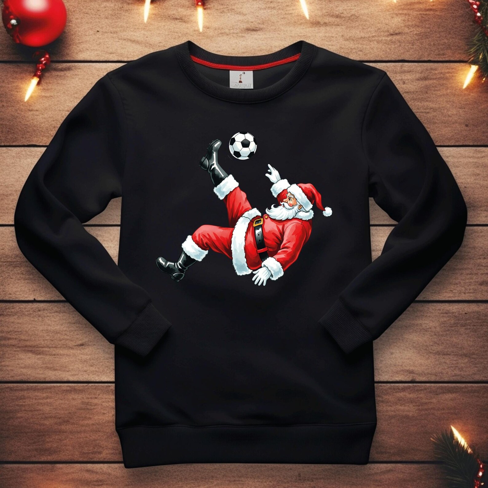 Santa Playing Soccer Ready to Press, Funny Football Christmas Dtf ...