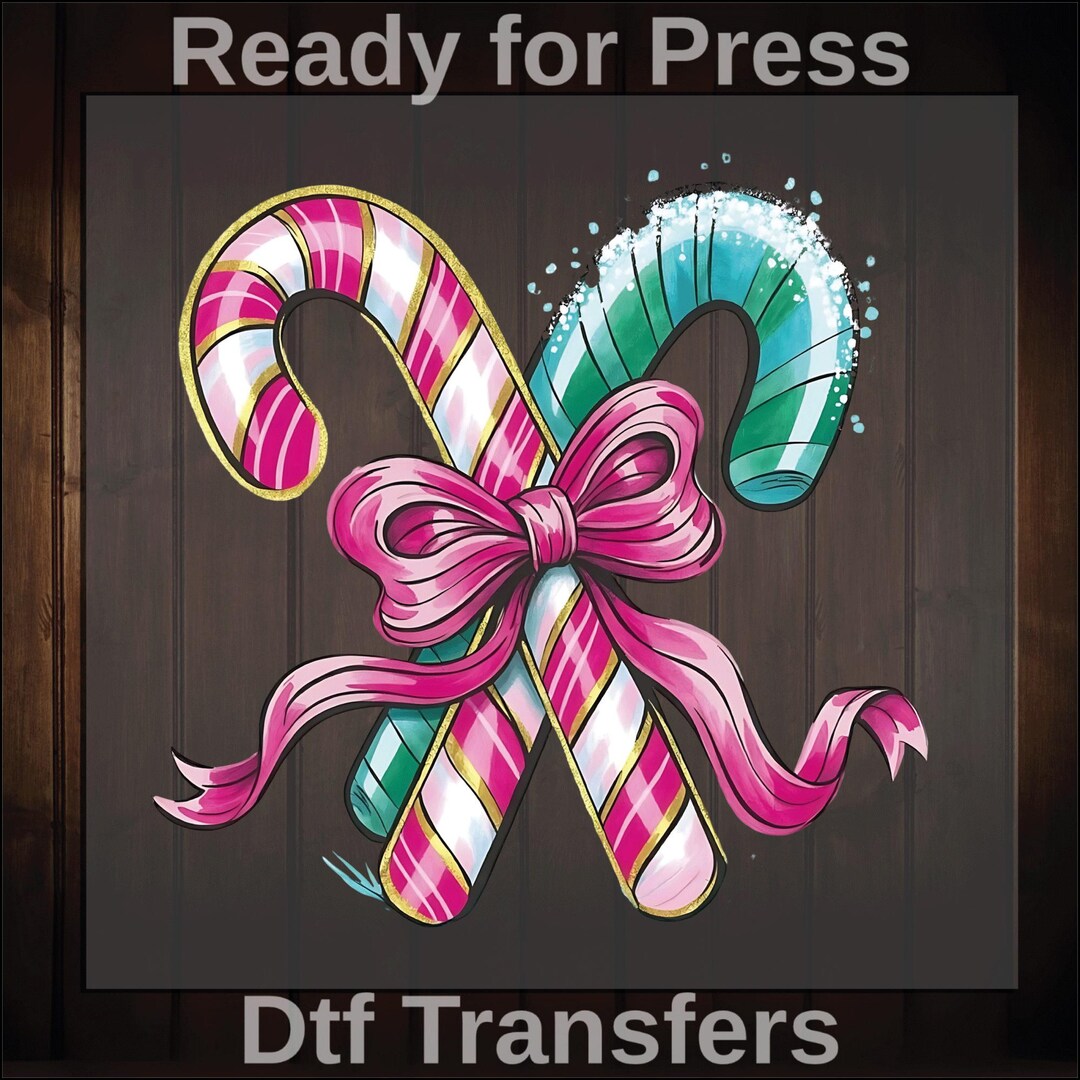 Christmas Candy Cane Ready to Press, Christmas Coquette Bow Dtf ...
