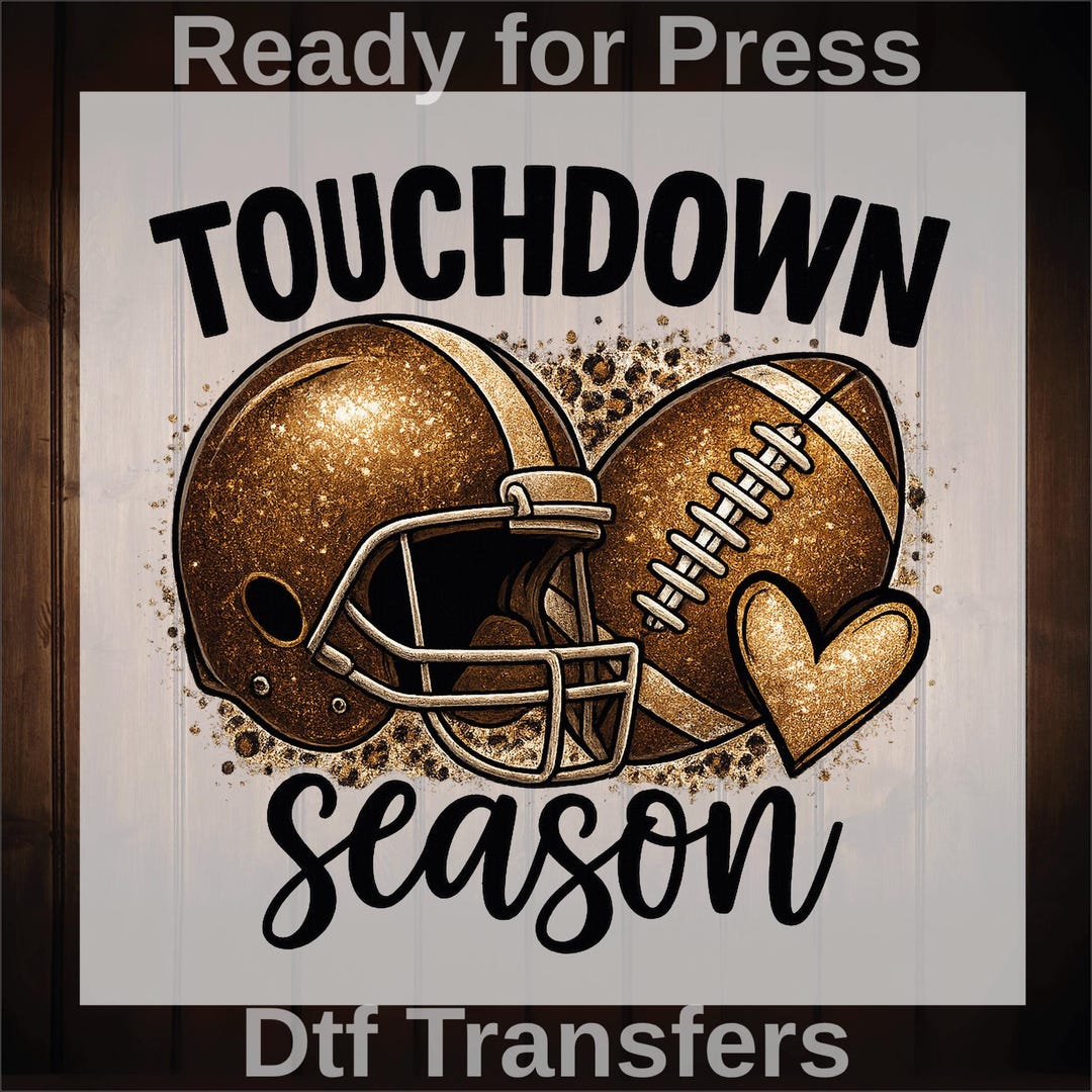 Glitter Football PNG Ready to Press, Touchdown Season Dtf Transfers ...