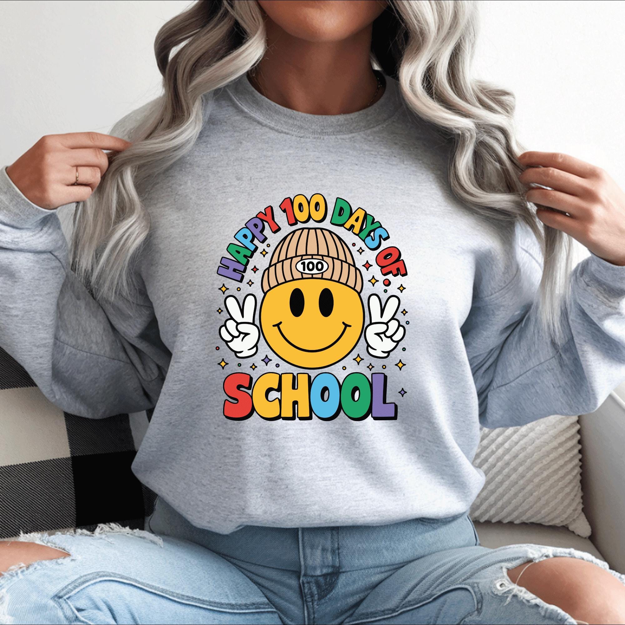 100 Days of School Ready to Press, Smile Face Student Teacher Dtf ...