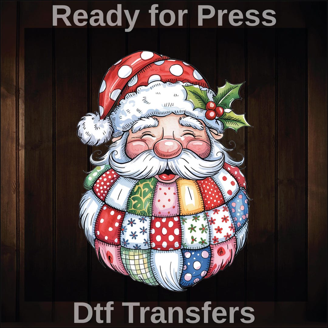 Christmas Patchwork Cute Santa Ready to Press, Christmas Santa Claus ...