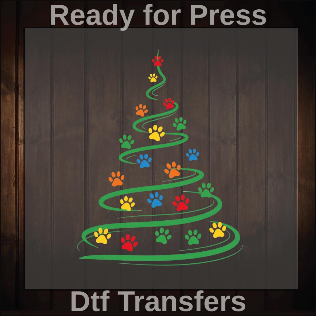 Paw Christmas Ready to Press, Dog Paw Tree Dtf Transfers, Dog Lover ...