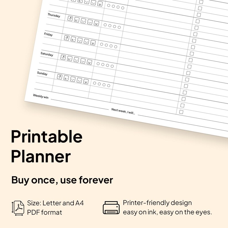 Weekly Planner for ADHD Minds | Printable Focus Layout - Etsy