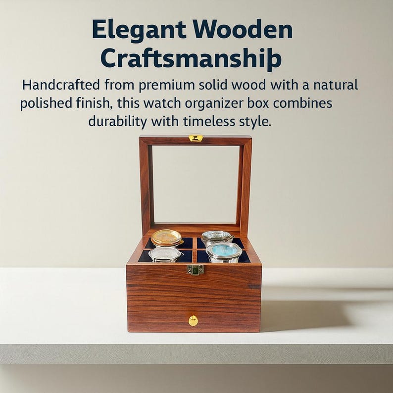 Handcrafted Wooden Watch Box – Glass Display Lid & Velvet Lining - Etsy