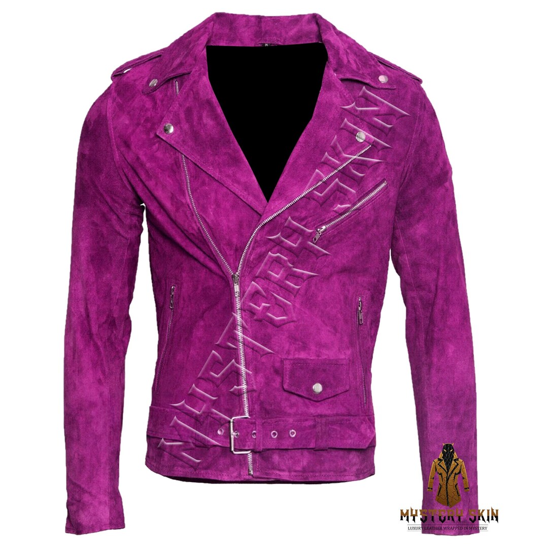 Pink Motorcycle Jacket | Brando Style Biker Jacket | Womens Pink Nubuck ...
