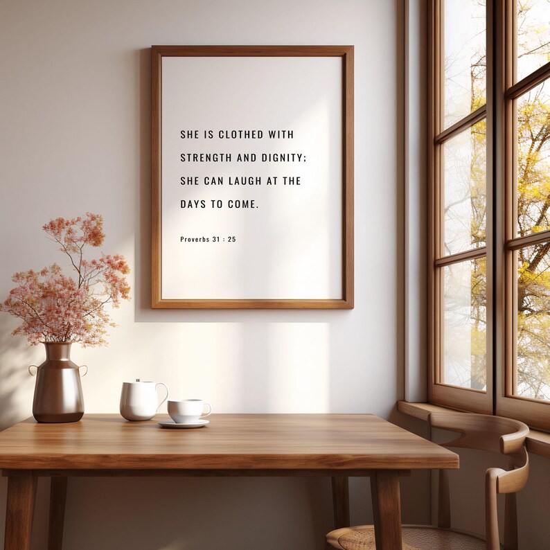 Proverbs 31:25 NIV Printable | Strength and Dignity Scripture Art ...