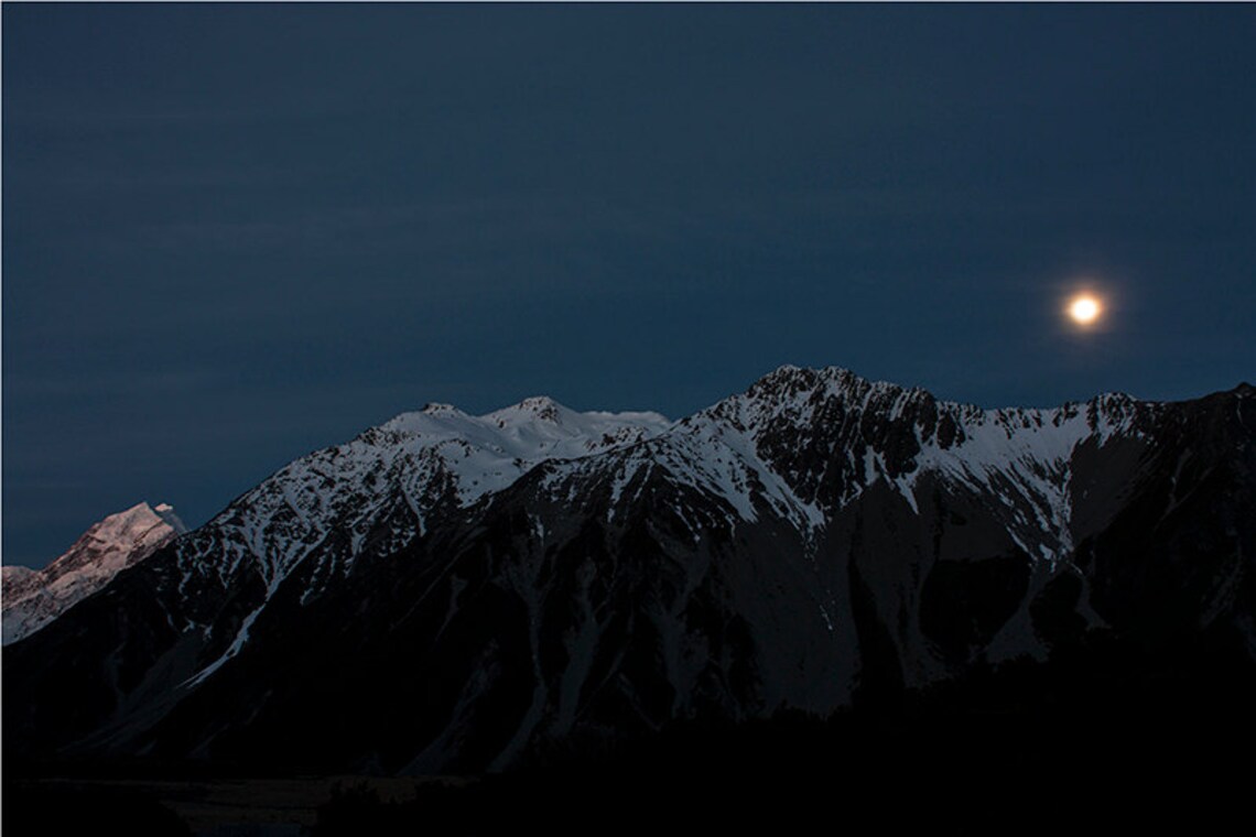 Aoraki mt. Cook Moon Rising - Etsy