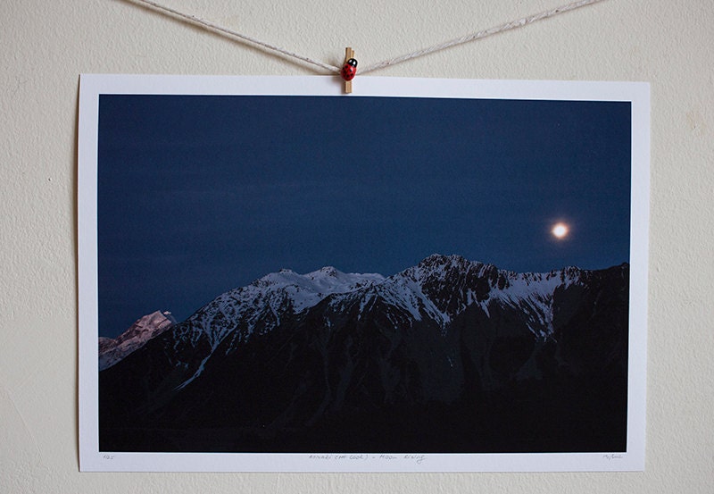 Aoraki mt. Cook Moon Rising - Etsy