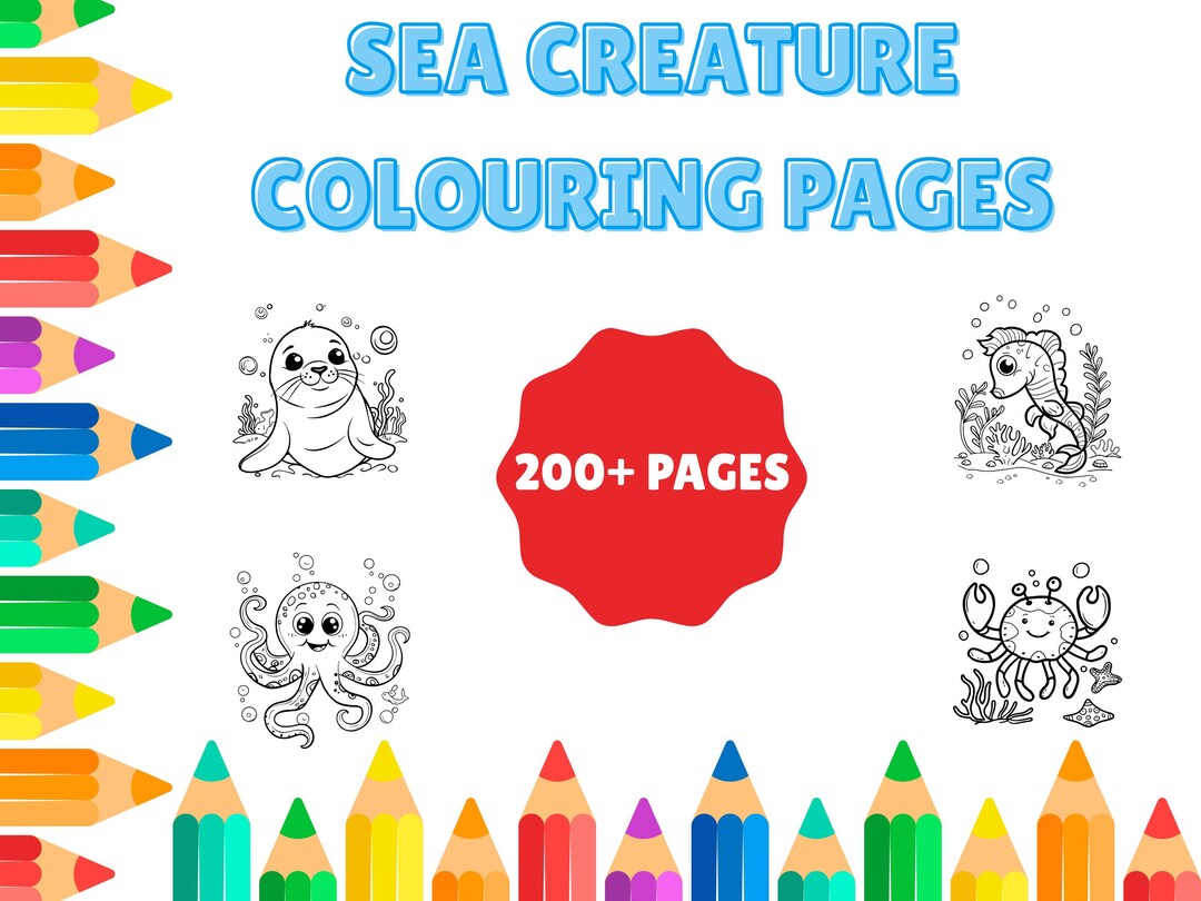 Sea Life Coloring Pages: 200+ Ocean Animals, A4 Printable (digital ...